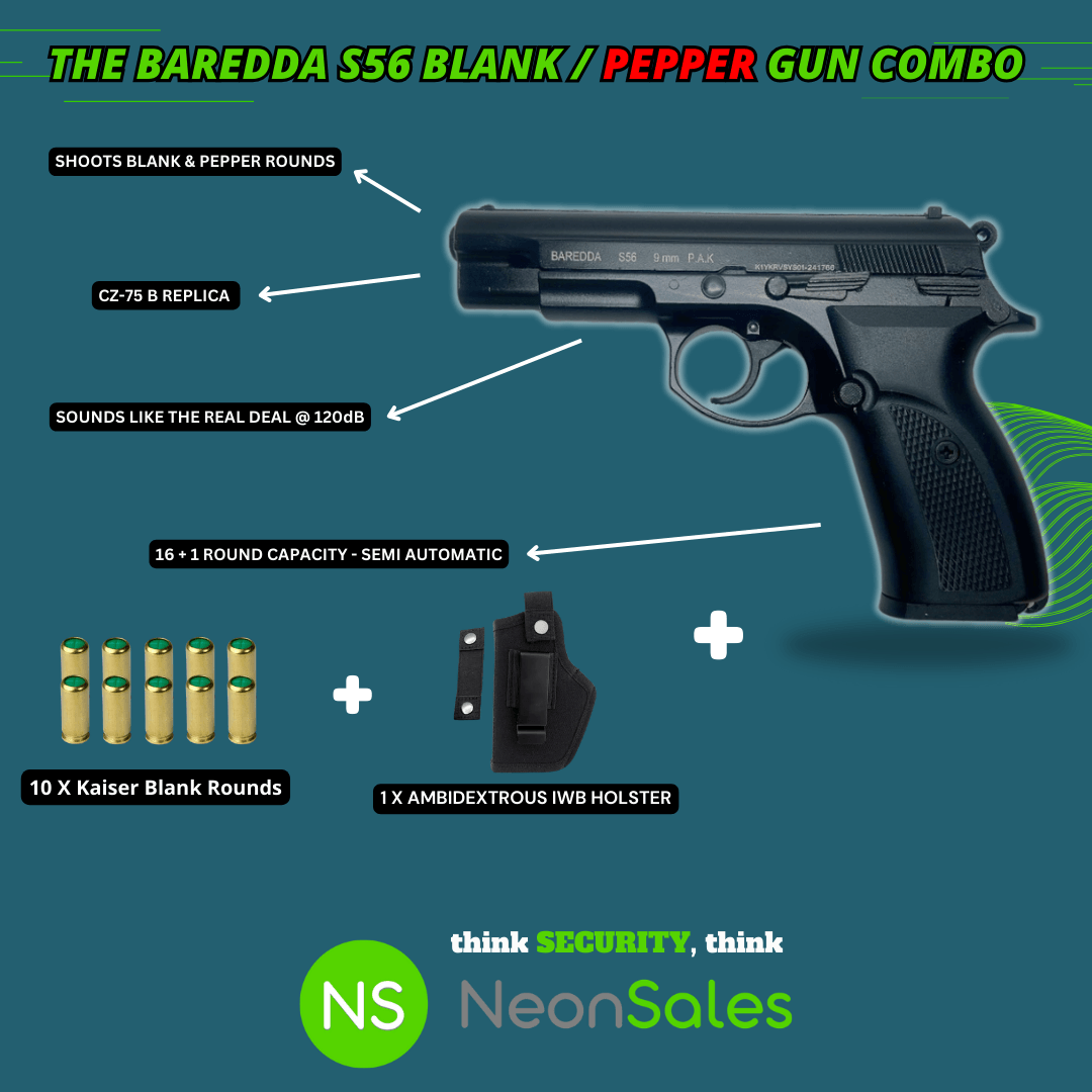 BAREDDA S56 BLACK + 10 BLANKS + HOLSTER – NeonSales
