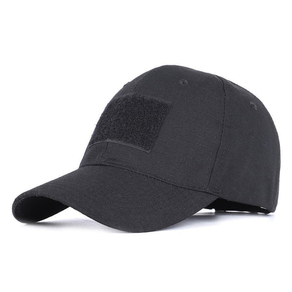 BASEBALL CAP W/ VELCRO PANELS - BLACK | NeonSales
