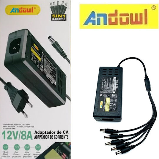 ANDOWL Q-DC1266 POWER ADAPTER-12V 8A 5-IN-1 AC/D | NeonSales